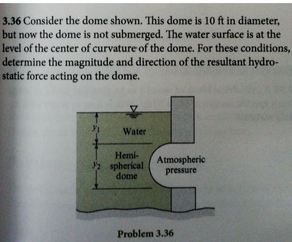 3.36 Consider the dome shown. This dome is 10 ft in diameter, but now ...