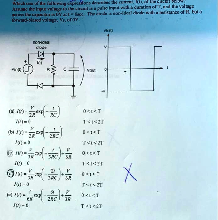 Which one of the following expressions describes the current, I(t), of the circuit below? Assume ...