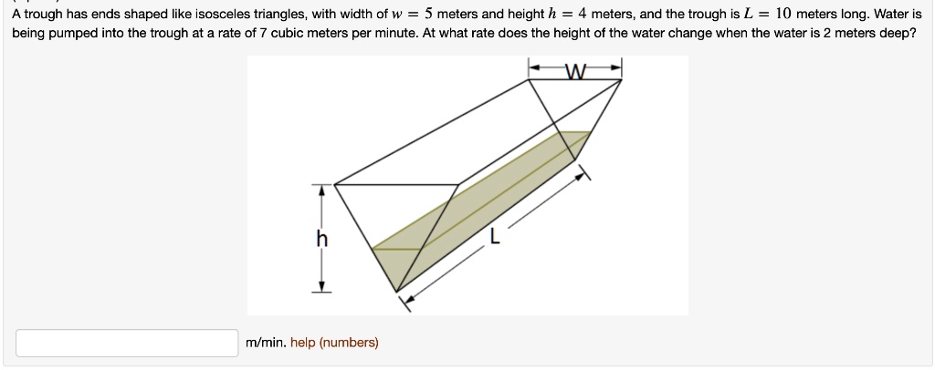 SOLVED: A trough has ends shaped Iike isosceles triangles, with width ...