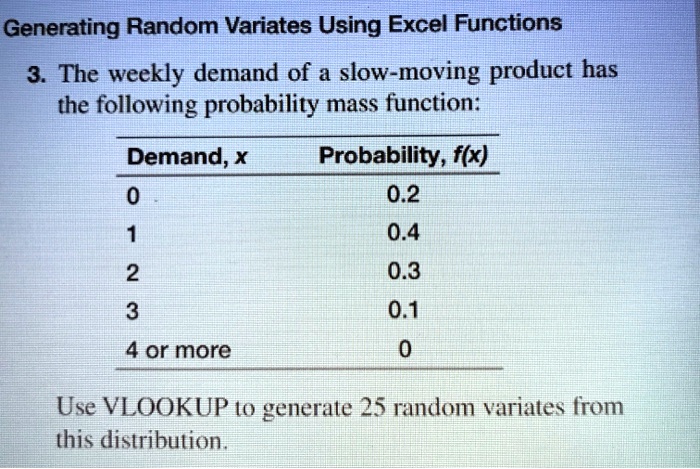 Solved Generating Random Variates Using Excel Functions The Weekly