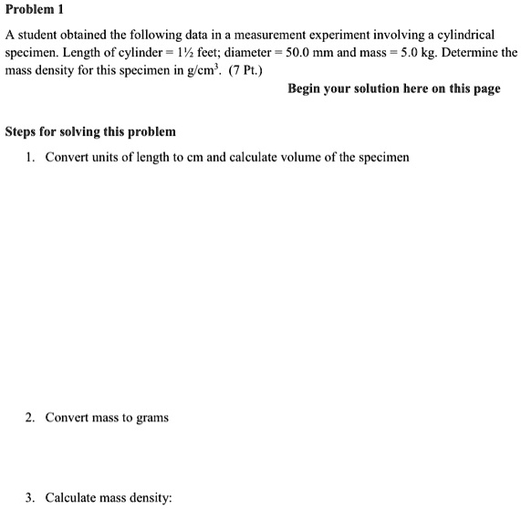 SOLVED: Problem 1 A student obtained the following data in a measurement experiment involving a ...
