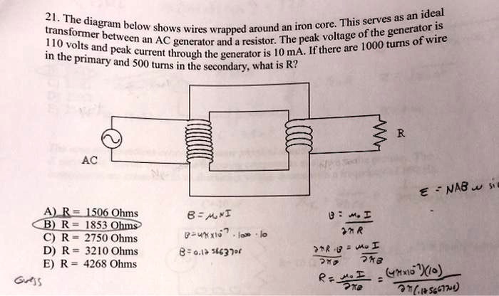 SOLVED: 21. The ideal diagram This serves as an transforcr below shows ...