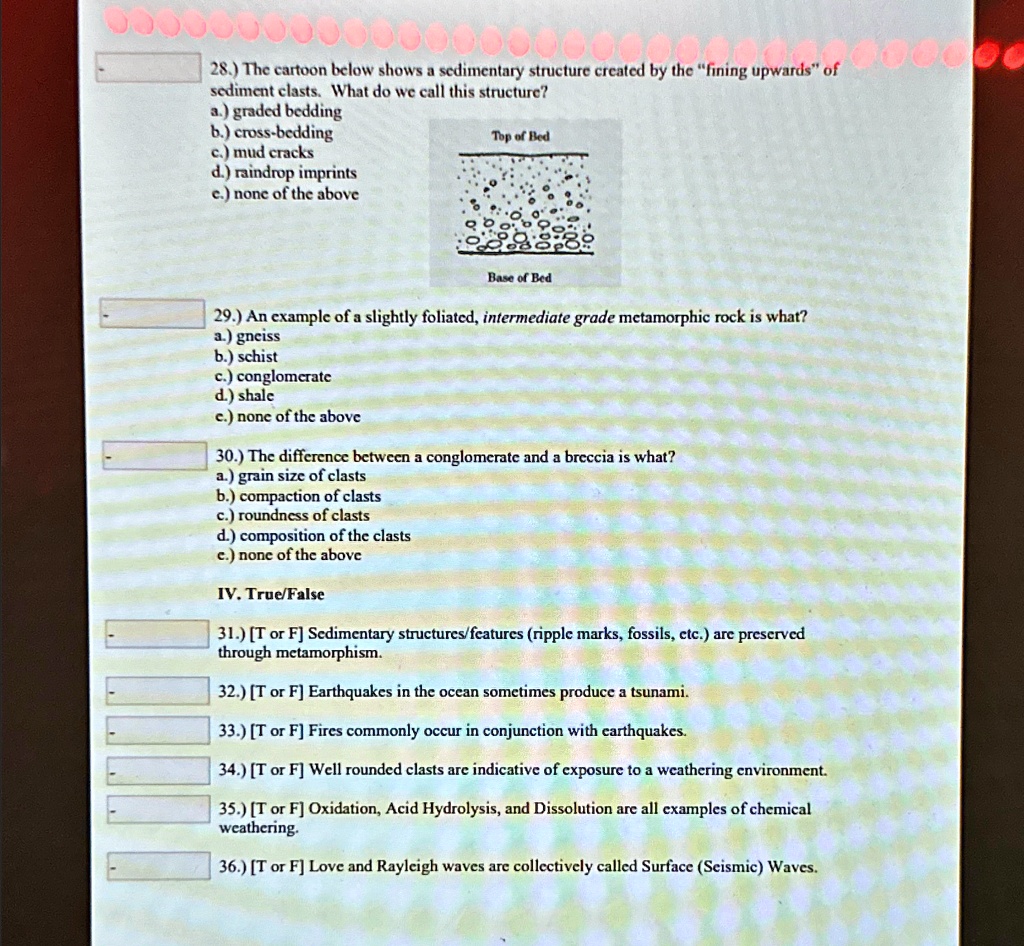 SOLVED: 28. The cartoon below shows a sedimentary structure created by ...