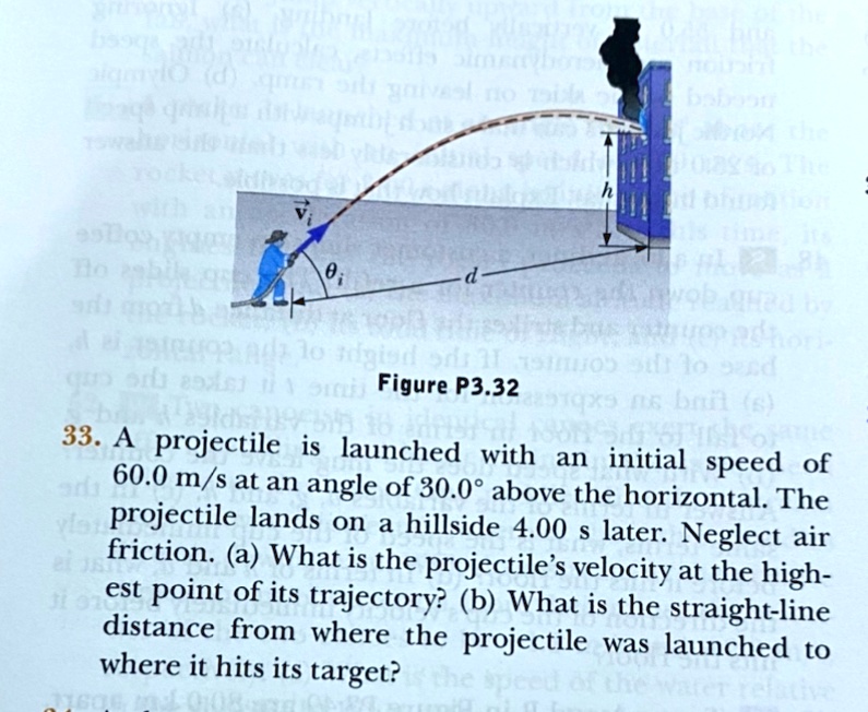 SOLVED: 05 Fi: ' ! ' ." . Figure P3.32 1 ' " . i~. 33. A projectile is ...