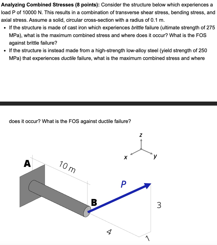 Analyzing Combined Stresses (8 points): Consider the structure below ...