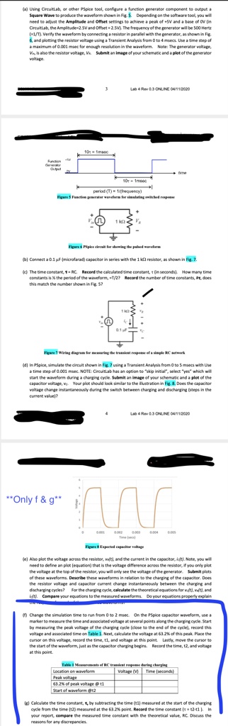 SOLVED: Using CircuitLab, or other PSpice tool, configure a function generator component to ...