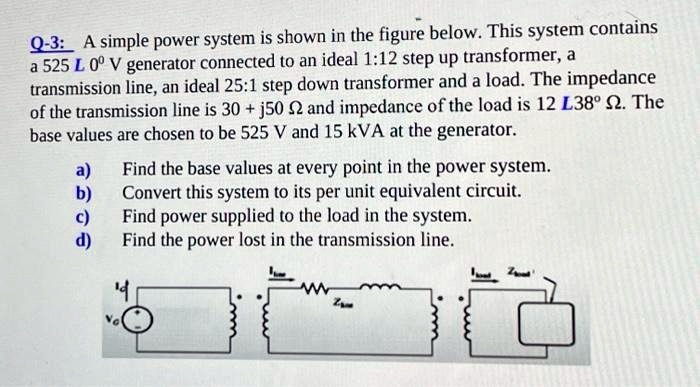 A Simple Power System Is Shown In The Figure Below Q 3a Simple Power System Is Shown In The