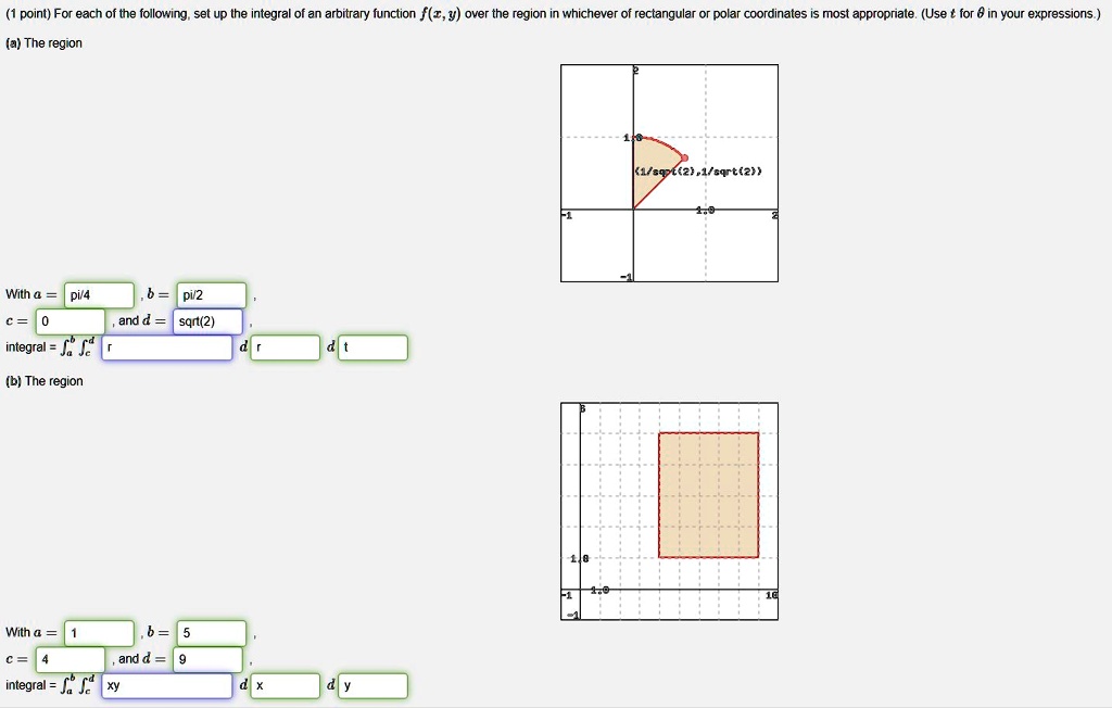 (a) For each of the following, set up the integral of an arbitrary ...