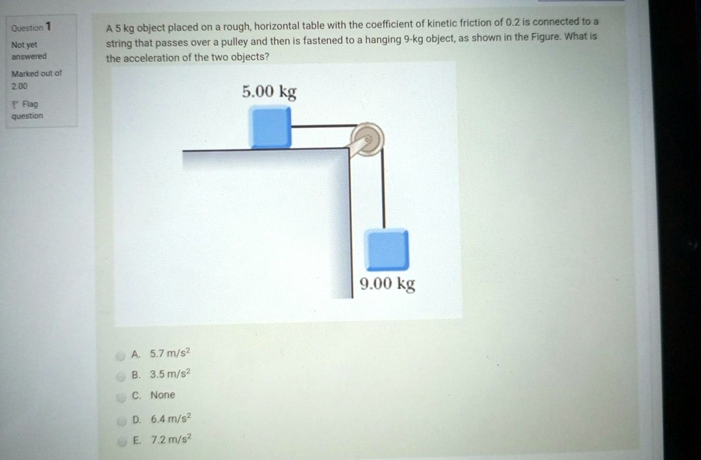 SOLVED: Question A 5 kg object placed on rough; horizontal table with the coefficient of kinetic ...