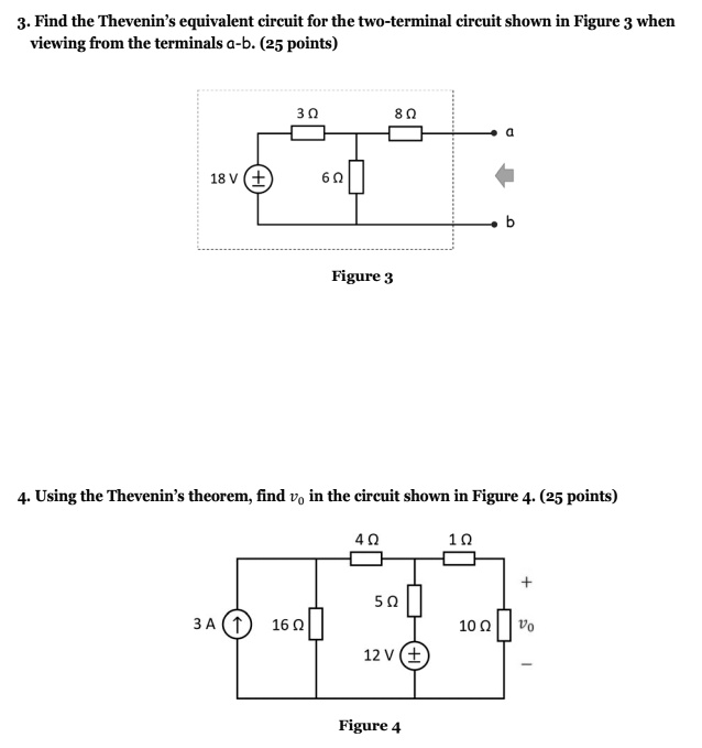 SOLVED: 3. Find the Thevenin's equivalent circuit for the two-terminal circuit shown in Figure 3 ...