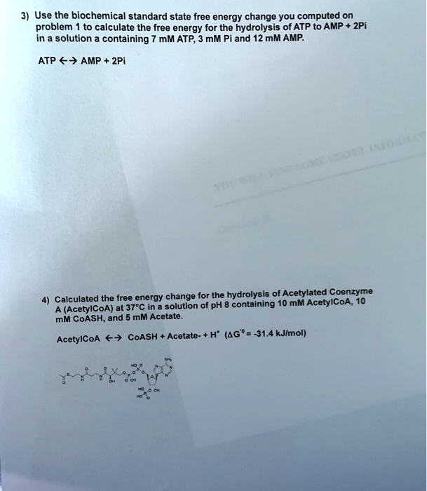SOLVED: Use the biochemical standard state free energy change you ...