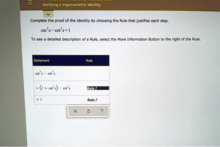 verifying trigonometric identity complete the proof of the identlty by ...