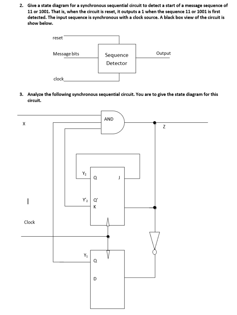 2. Give a state diagram for a synchronous sequential circuit to detect ...