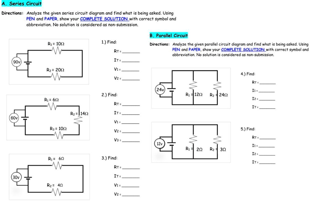 Solving Series And Parallel Circuits Circuit Diagram