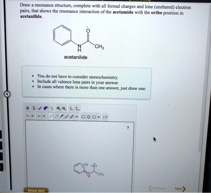 SOLVED: Draw resonance structure, complete with all formal charges and lone (unshared) electron ...