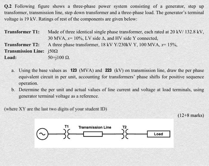 SOLVED: Q.2 Following figure shows a three-phase power system consisting of a generator, step-up ...