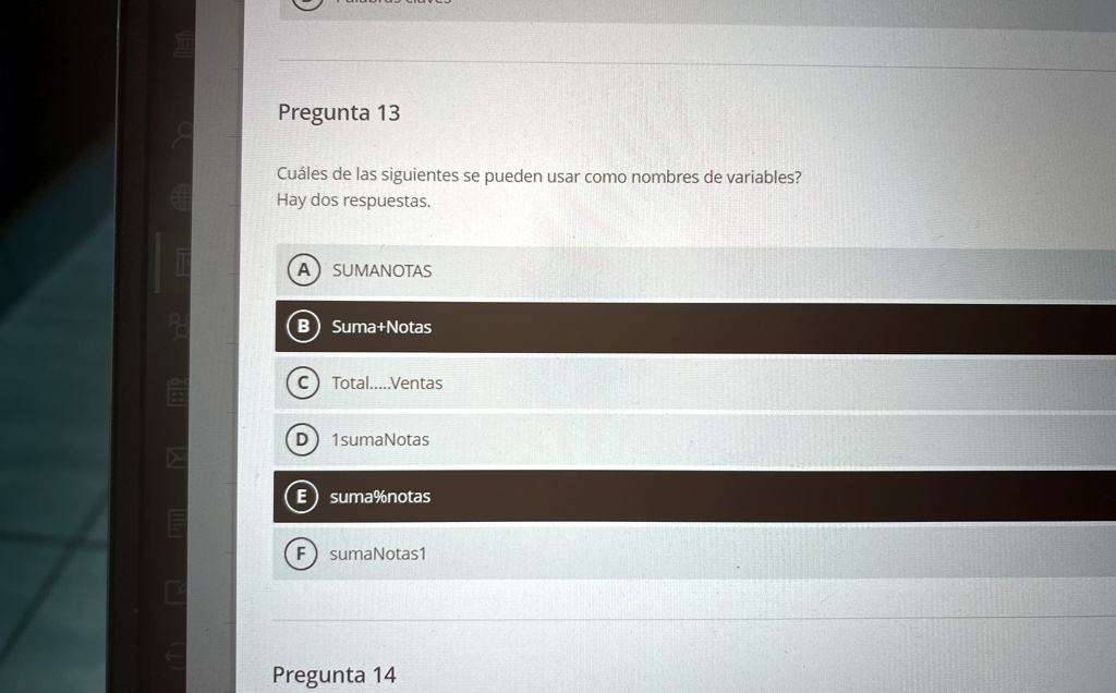 pregunta 13 cuales de las siguientes se pueden usar como nombres de ...