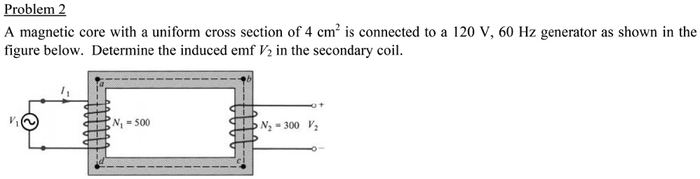 Problem 2 A magnetic core with a uniform cross section of 4 cm² is ...