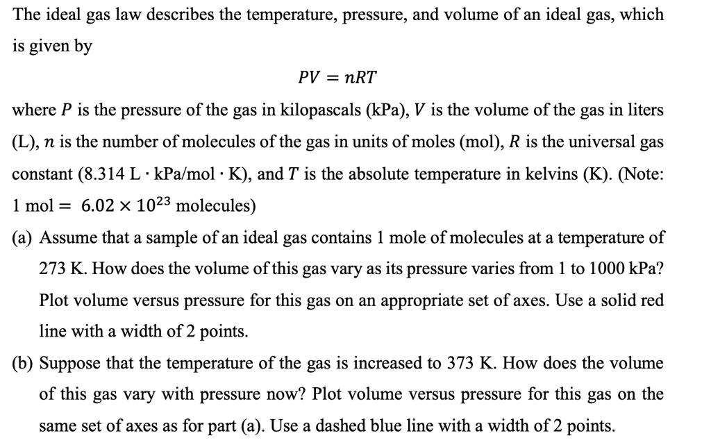 SOLVED The Ideal Gas Law Describes The Temperature Pressure And solved-the-ideal-gas-law-describes-the-temperature-pressure-and