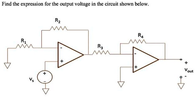 Find the expression for the output voltage in the circuit shown below. R1 Vs + R2 + R4 R3 + + Vout