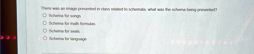 There was an image presented in class related to schemata, what was the ...