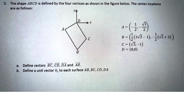 SOLVED: The shape ABCD is defined by the four vertices as shown in the ...