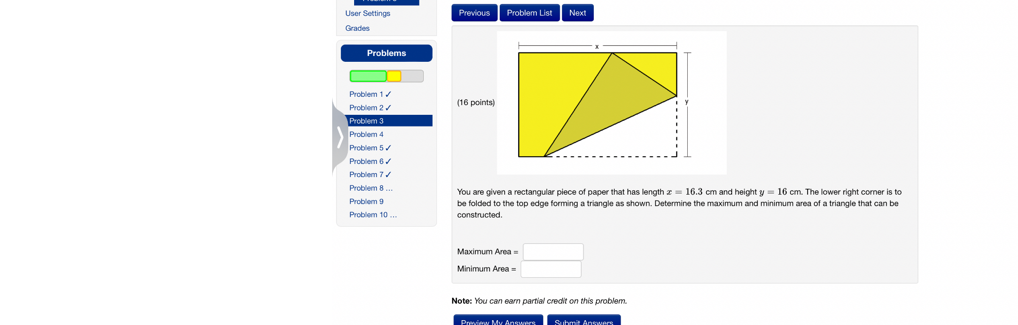 SOLVED: User Settings Previous Problem List Next Grades Problems Problem 1 Problem 2 Problem 3 ...