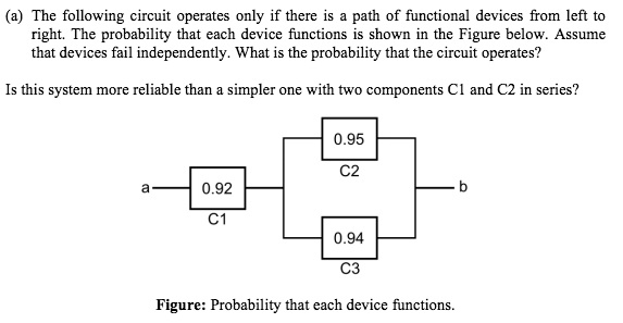 SOLVED: (a) The following circuit operates only if there is a path of ...