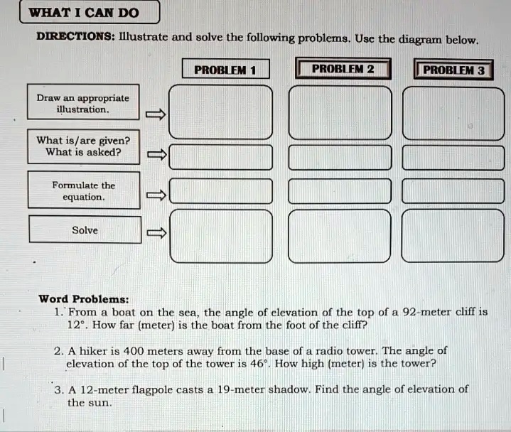 WHAT I CAN DO DIRECTIONS: Illustrate and solve the following problems. Use the diagram below ...