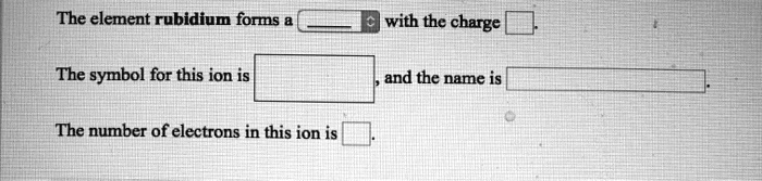 SOLVED: The element rubidium forms with the charge The symbol for this ...