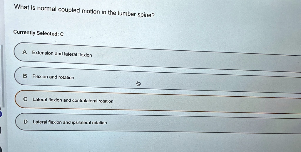 what is normal coupled motion in the lumbar spine currently selected c ...