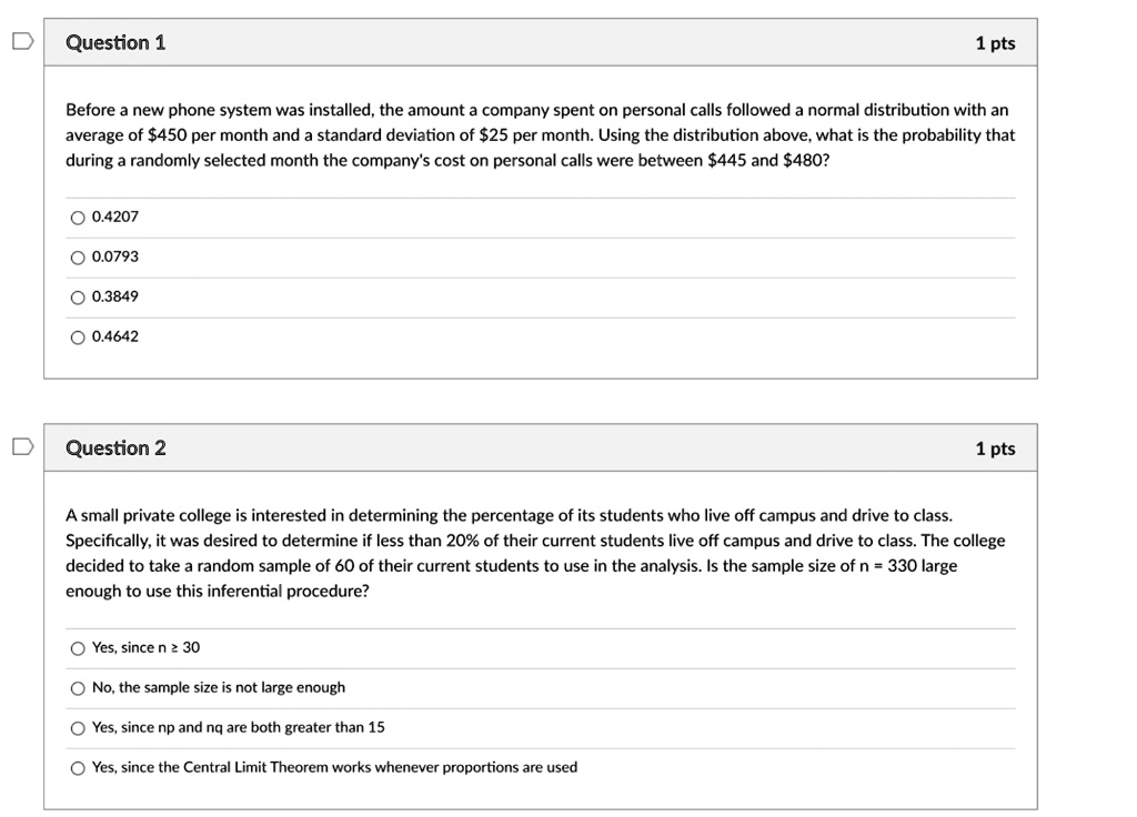 SOLVED: Question 1 1 pts Before new phone system was installed, the ...