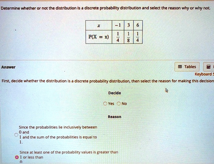 SOLVED: Determine whether or not the distribution is discrete ...