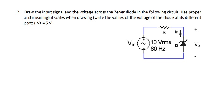 SOLVED: Draw the input signal and the voltage across the Zener diode in the following circuit ...