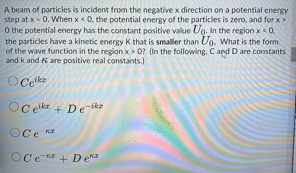 SOLVED: A beam of particles is incident from the negative X direction ...