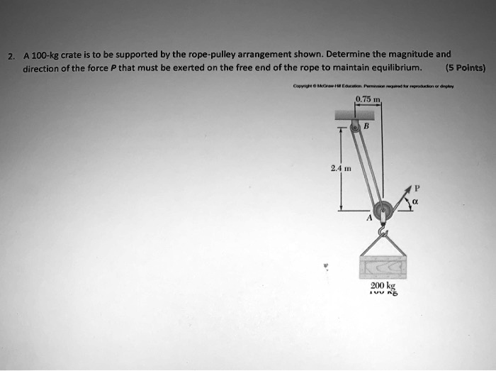 SOLVED: A 100-kg crate is to be supported by the rope-pulley arrangement shown. Determine the ...