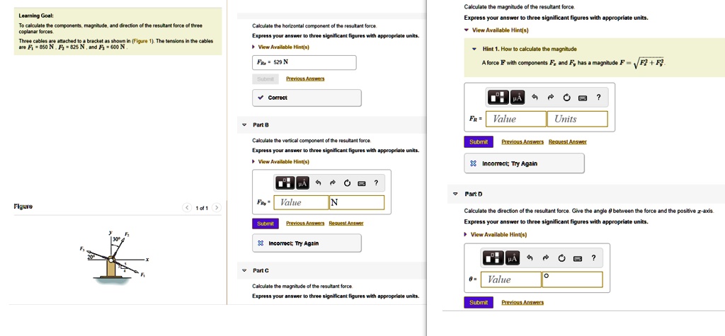 calculate the magnitude of the resultant force express your answer to three significant figures ...