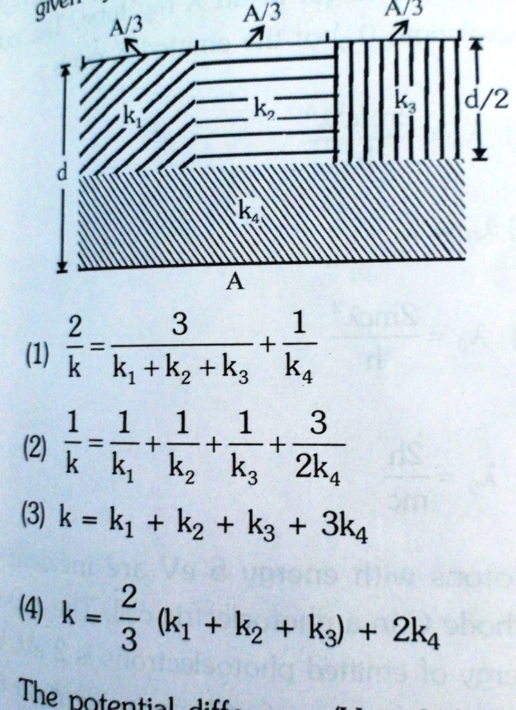 (1) (2)/(k) = (3)/(k1 + k2 + k3) + (1)/(k4) (2) (1)/(k) = (1)/(k1) + (1)/(k2) + (1)/(k3) + (3 ...
