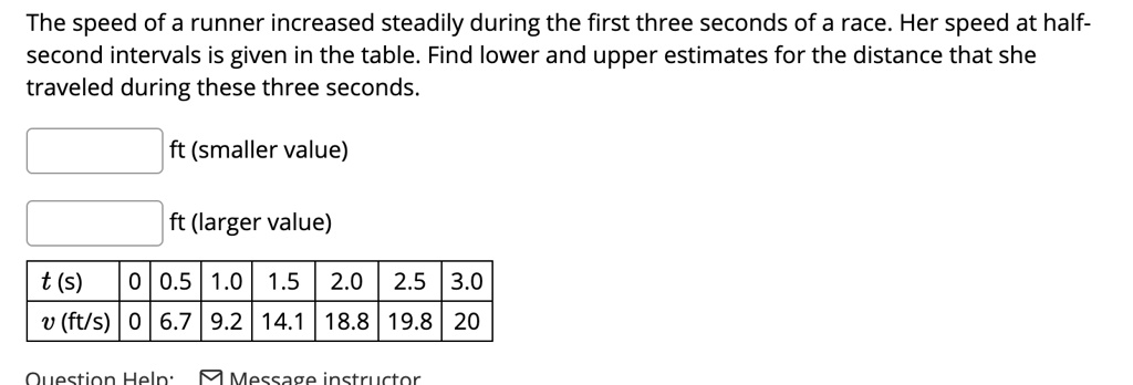 The speed of a runner increased steadily during the first three seconds ...