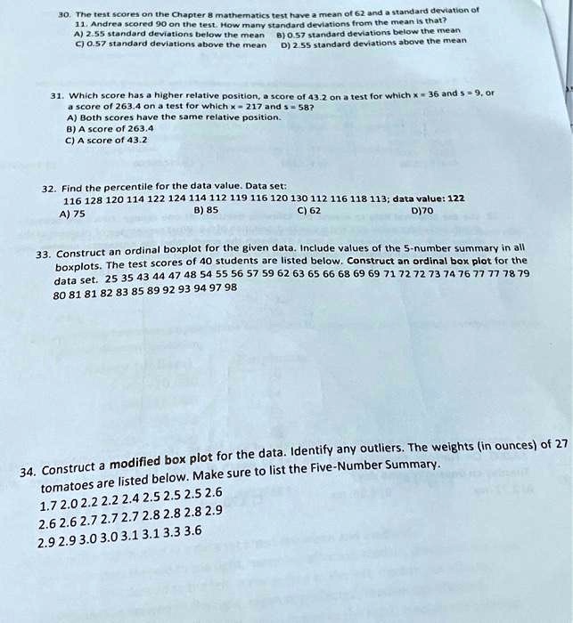 SOLVED: Texts: 30. The test scores on the Chapter 8 mathematics test ...
