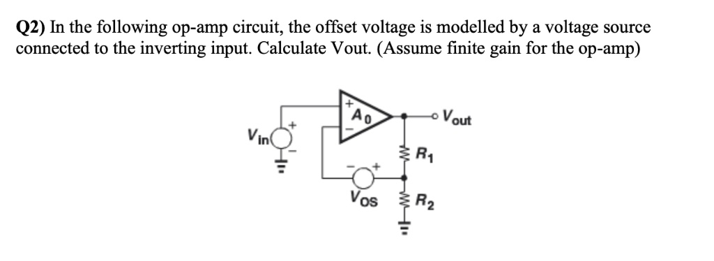 SOLVED: Q2) In the following op-amp circuit, the offset voltage is modelled by a voltage source ...