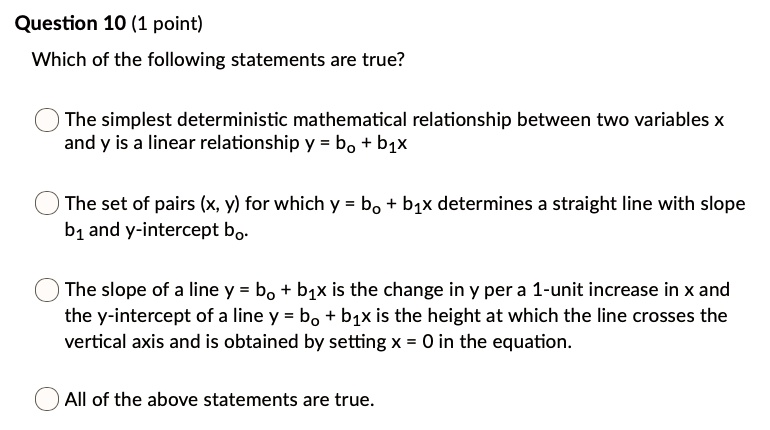 Question 10 (1 point) Which of the following statements are true? The simplest deterministic ...