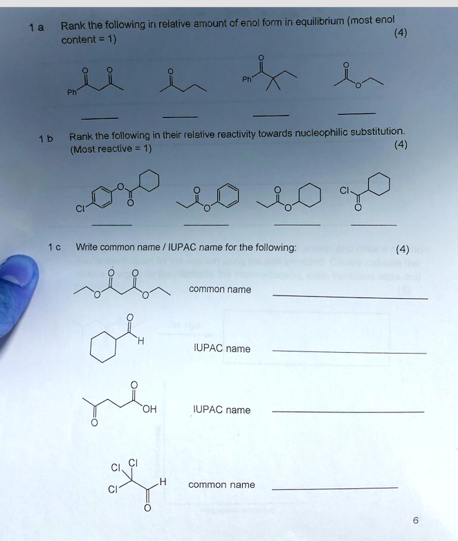 SOLVED: Rank the following in their relative amount of enol form in ...