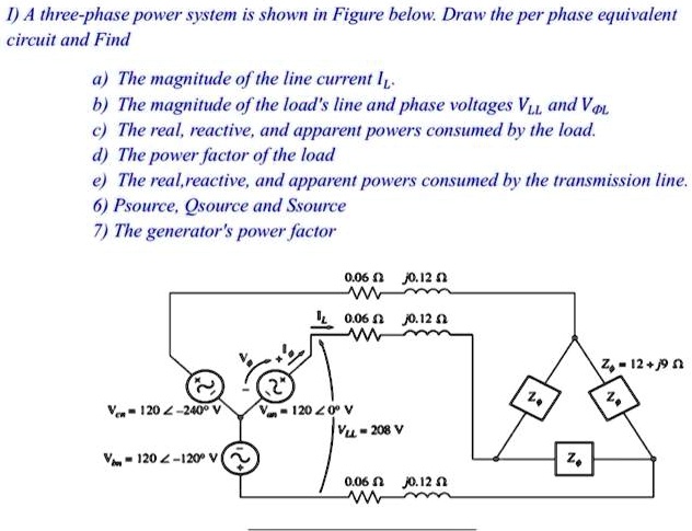 SOLVED: A three-phase power system is shown in Figure below. Draw the ...