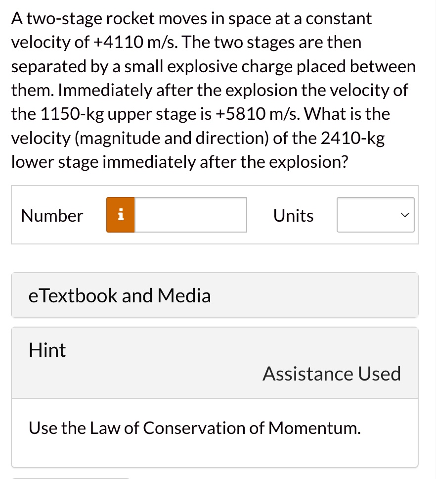 SOLVED: A two-stage rocket moves in space at a constant velocity of ...