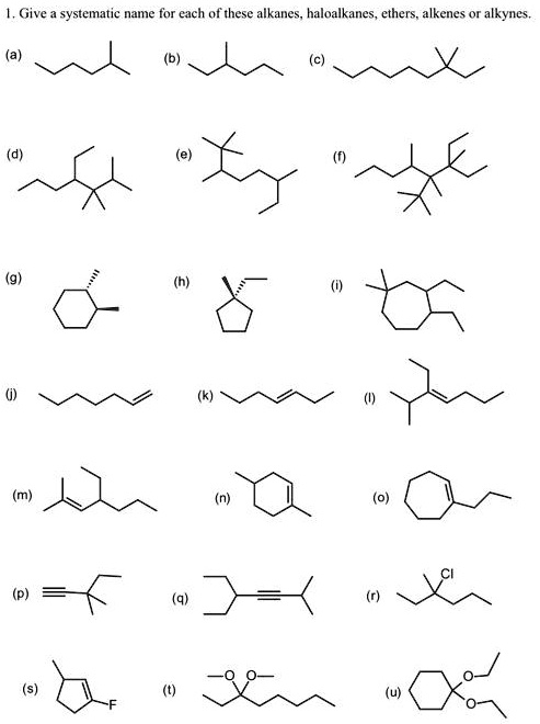 Give a systematic name for each of these alkanes haloalkanes...
