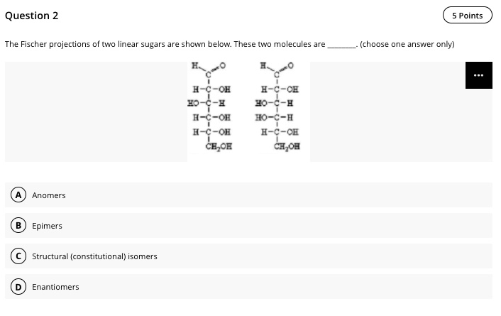 SOLVED: Points The Fischer projections of two linear sugars are shown ...