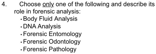 SOLVED: Choose only one of the following and describe its role in ...