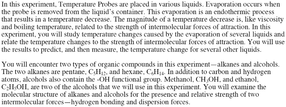 SOLVED: In the experiment "Evaporation and Intermolecular Attractions ...