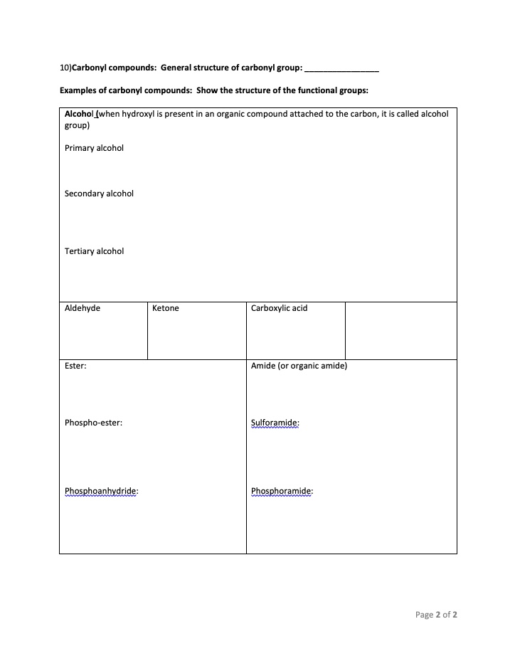 10) Carbonyl compounds: General structure of carbonyl group: Examples ...